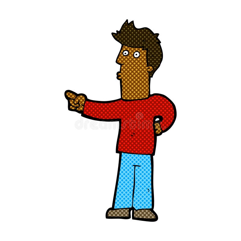 Comic Cartoon Curious Man Pointing Stock Illustration - Illustration of ...