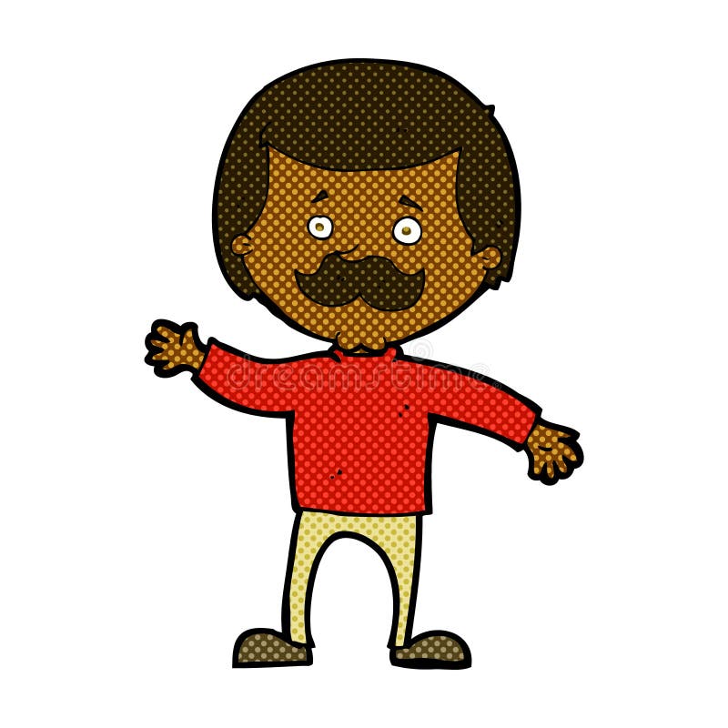 Comic cartoon dad waving stock illustration. Illustration of retro ...