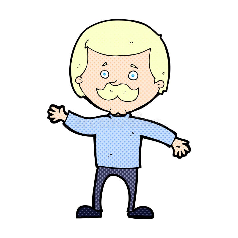 Comic cartoon dad waving stock illustration. Illustration of retro ...