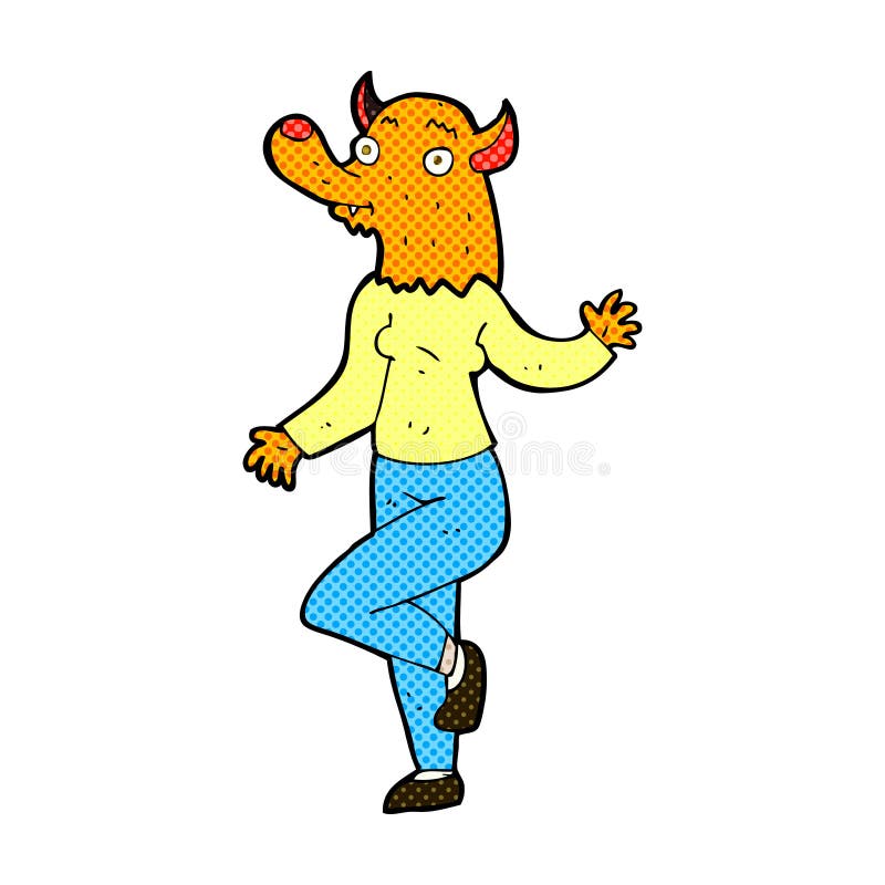 Comic Cartoon Dancing Fox Woman Stock Illustration - Illustration of ...