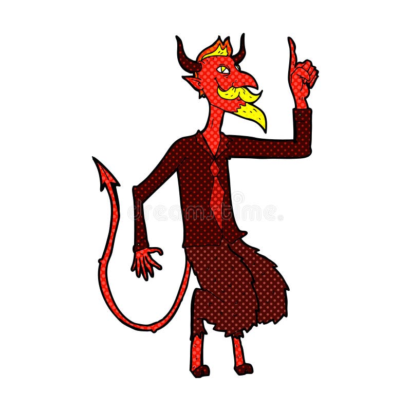 Comic Cartoon Devil in Shirt and Tie Stock Illustration - Illustration ...