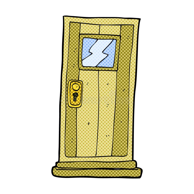 Comic cartoon door stock illustration. Illustration of drawing - 52917595