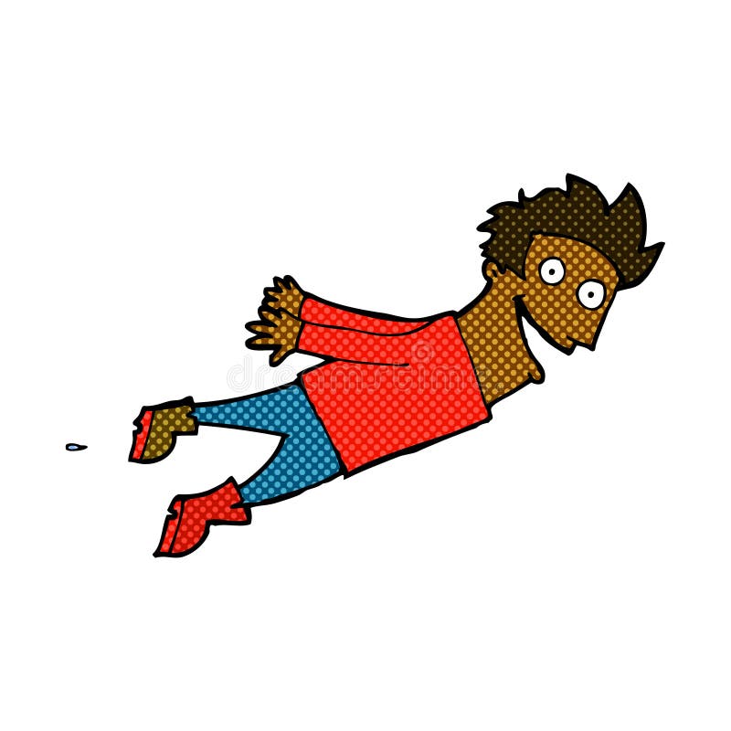 Comic Cartoon Drenched Man Flying Stock Illustration - Illustration of ...