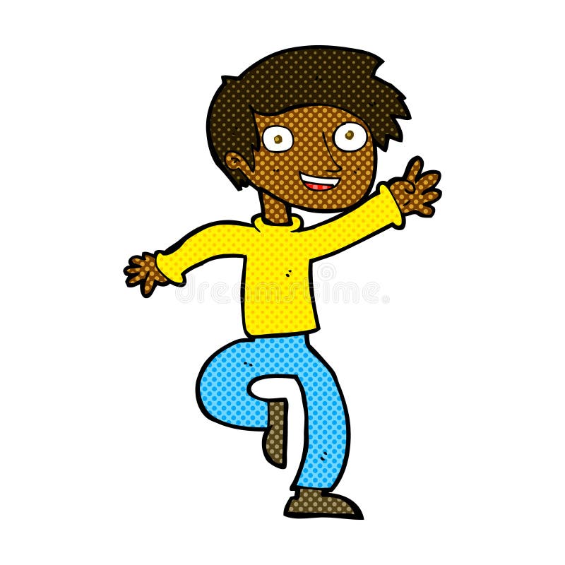 Comic Cartoon Excited Boy Dancing Stock Illustration - Illustration of ...