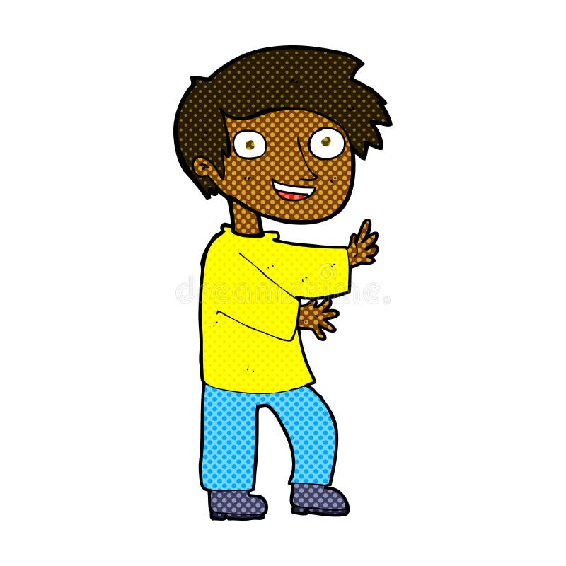 Comic cartoon excited boy stock illustration. Illustration of cartoon ...