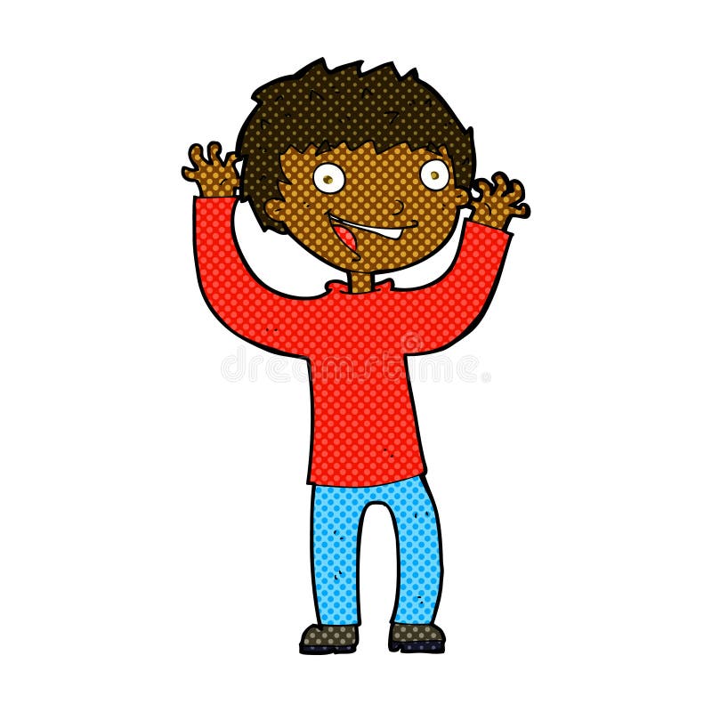 Comic cartoon excited boy stock illustration. Illustration of funny ...