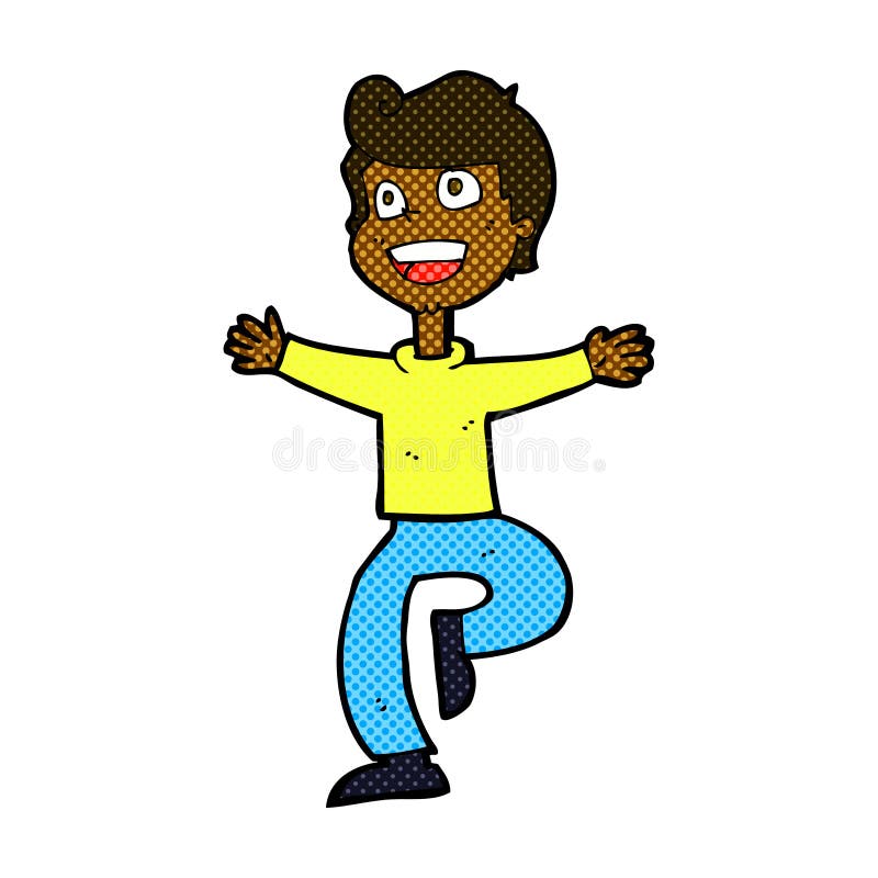 Comic cartoon excited boy stock illustration. Illustration of hand ...