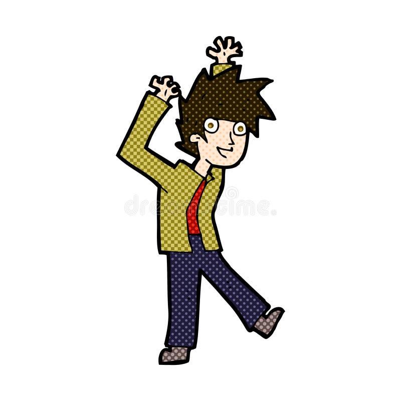 Comic cartoon excited boy stock illustration. Illustration of waving ...