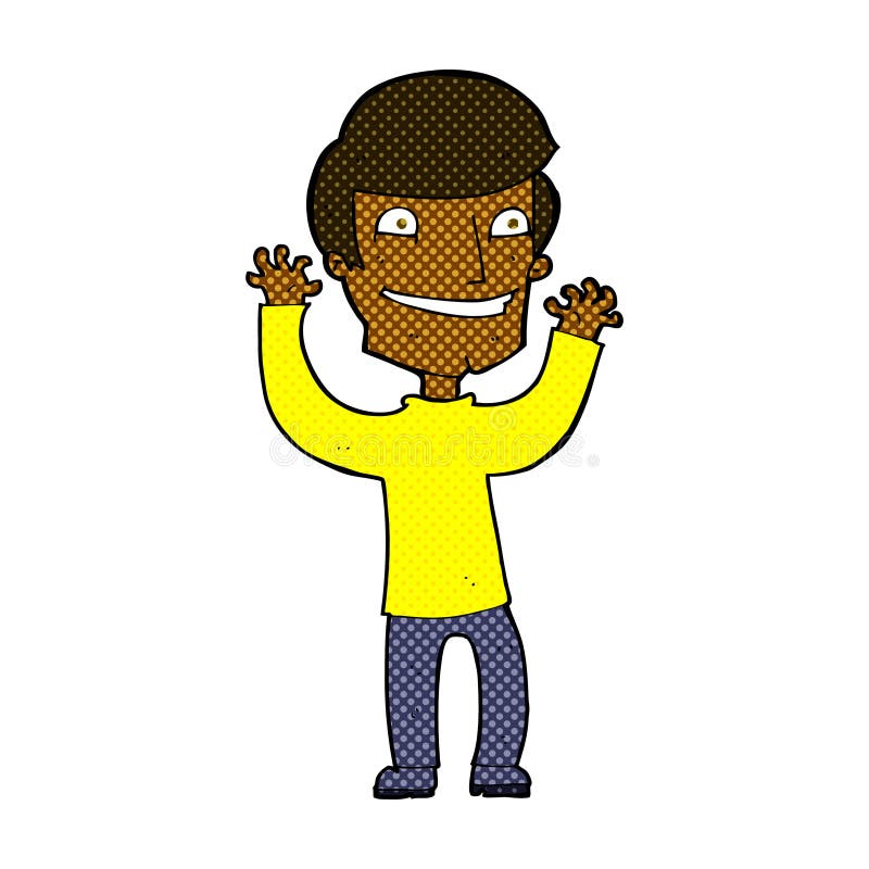 Comic cartoon excited man stock illustration. Illustration of waving ...