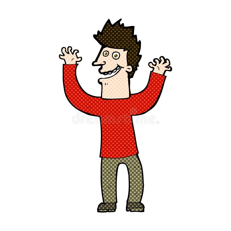 Comic cartoon excited man stock illustration. Illustration of cheerful ...