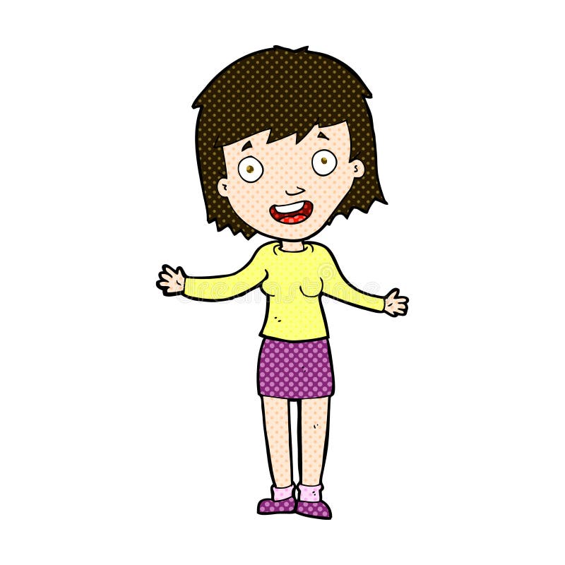 Comic Cartoon Excited Woman Stock Illustration - Illustration of girl ...