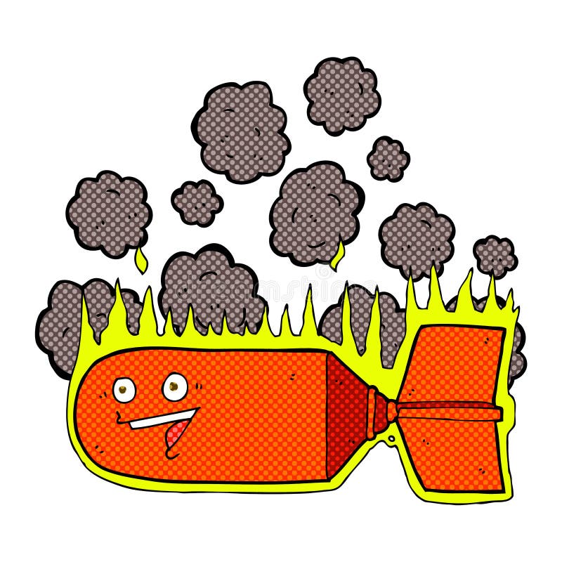 Comic cartoon falling bomb stock illustration. Illustration of drawn ...
