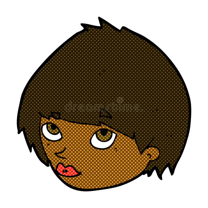 Comic Cartoon Female Face Looking Up Stock Illustration - Illustration ...