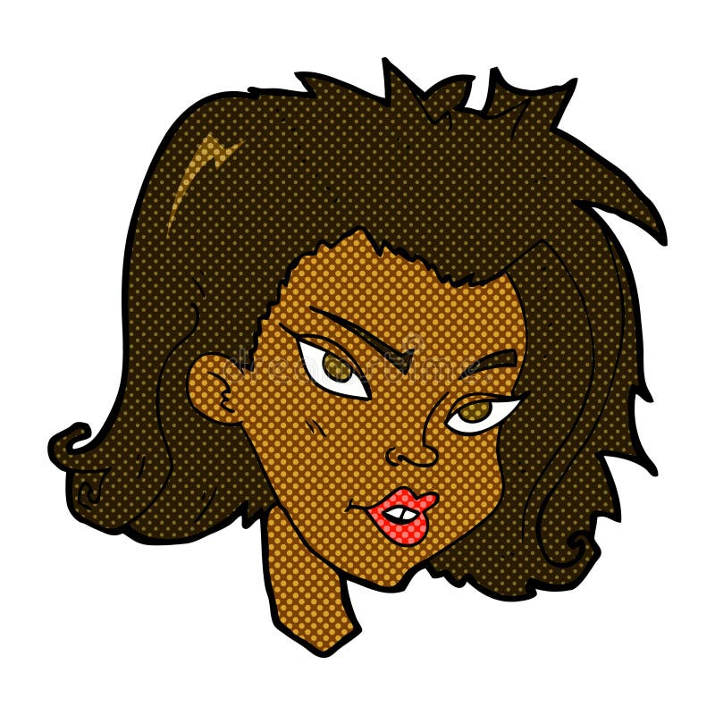 Comic cartoon female face stock illustration. Illustration of funny ...