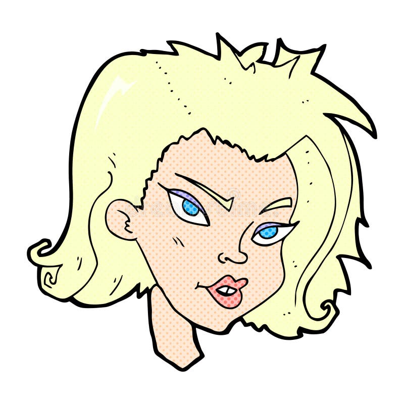 Comic cartoon female face stock illustration. Illustration of woman ...