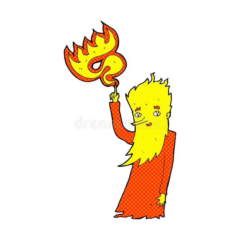 Comic cartoon fire spirit stock illustration. Illustration of happy ...