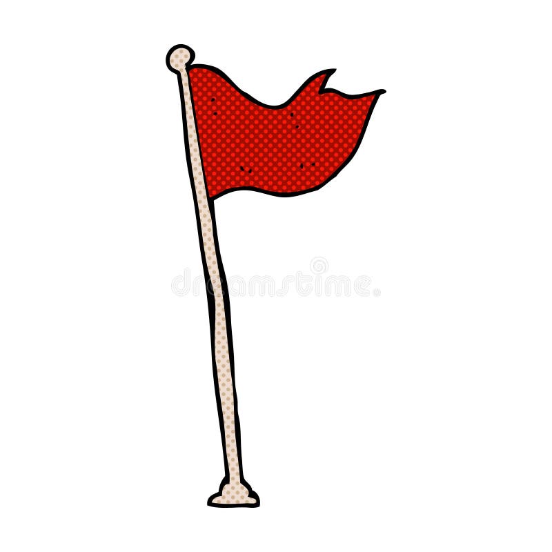 Comic cartoon flag on pole stock illustration. Illustration of style ...