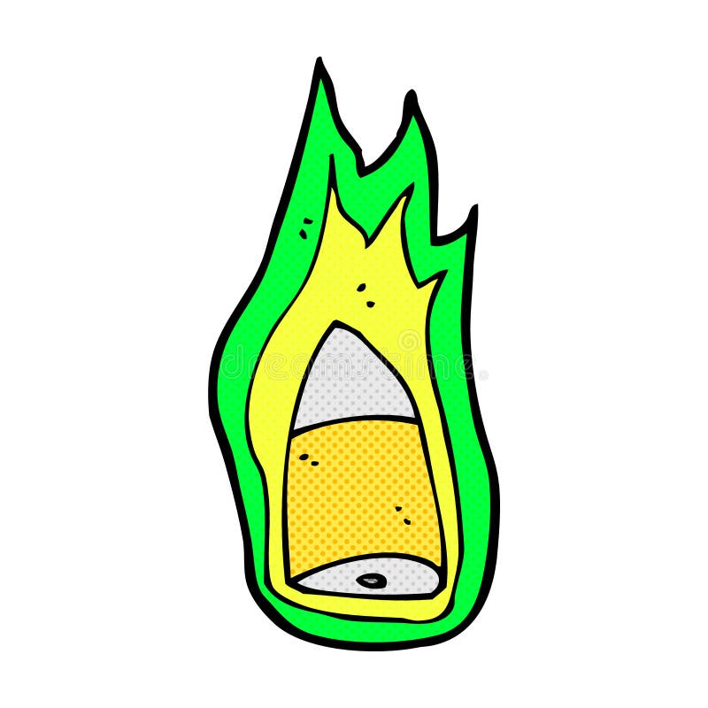 Comic Cartoon Flaming Bullet Stock Illustration - Illustration of style ...