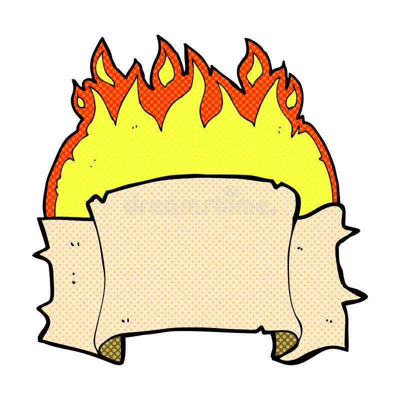 Comic Cartoon Flaming Heraldry Scroll Banner Stock Illustration ...
