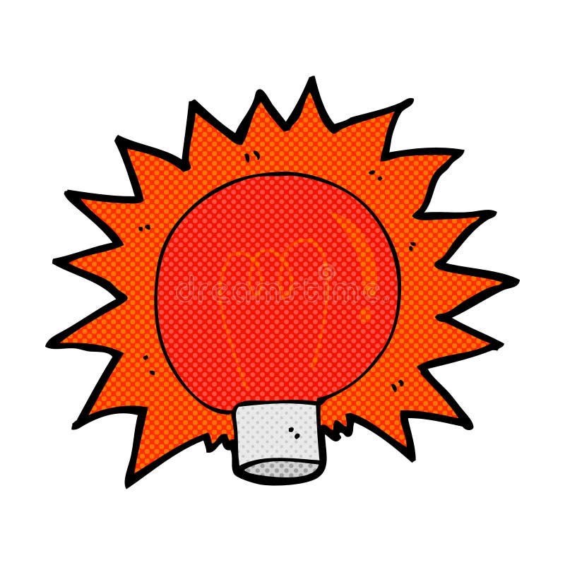 Comic Cartoon Flashing Red Light Bulb Stock Illustration - Illustration ...