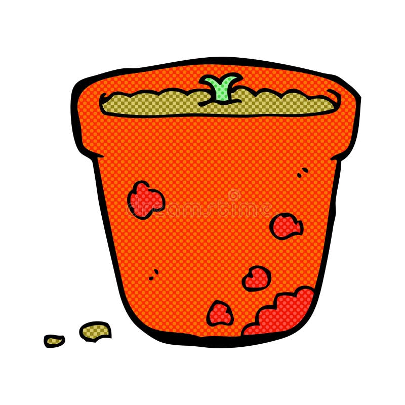 Comic cartoon flower pot stock illustration. Illustration of doodle ...