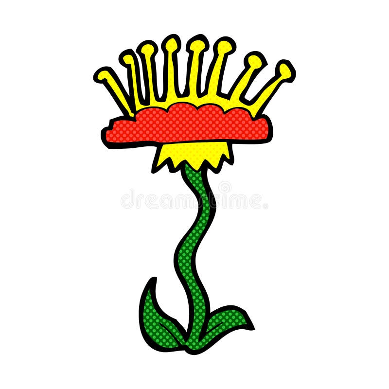 Comic cartoon flower stock illustration. Illustration of quirky - 52952248