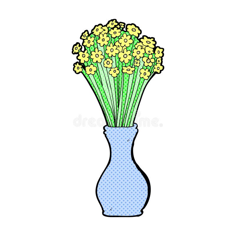 Comic Cartoon Flowers in Pot Stock Illustration - Illustration of print ...