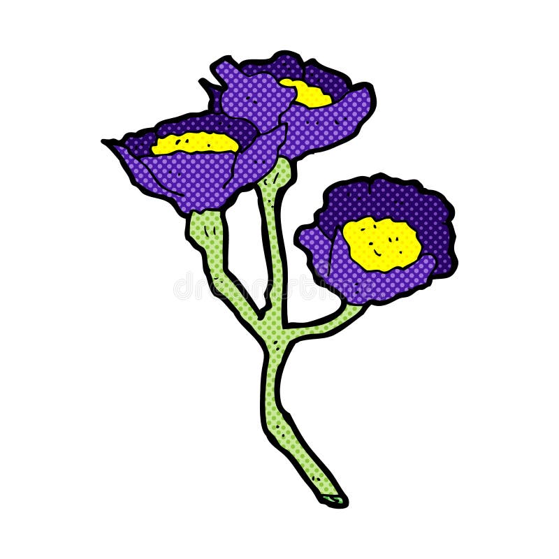 Comic cartoon flowers stock illustration. Illustration of drawn - 52952396
