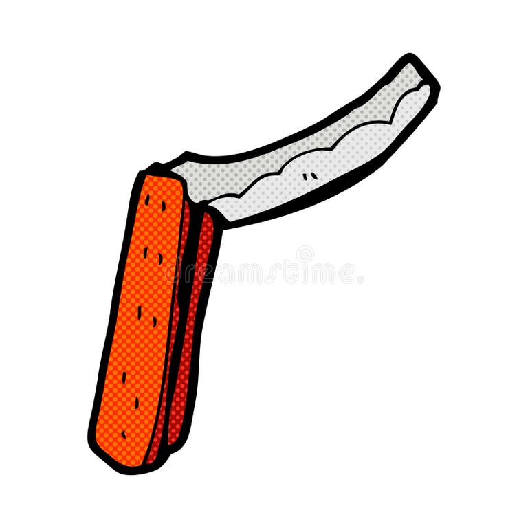 Comic Cartoon Folding Razor Stock Illustration - Illustration of hand ...