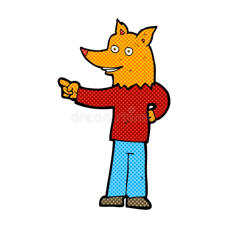 Comic Cartoon Fox Man Pointing Stock Illustration - Illustration of ...