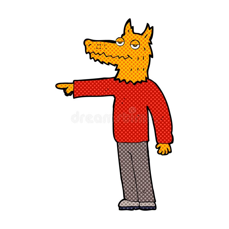 Comic Cartoon Fox Man Pointing Stock Illustration - Illustration of ...
