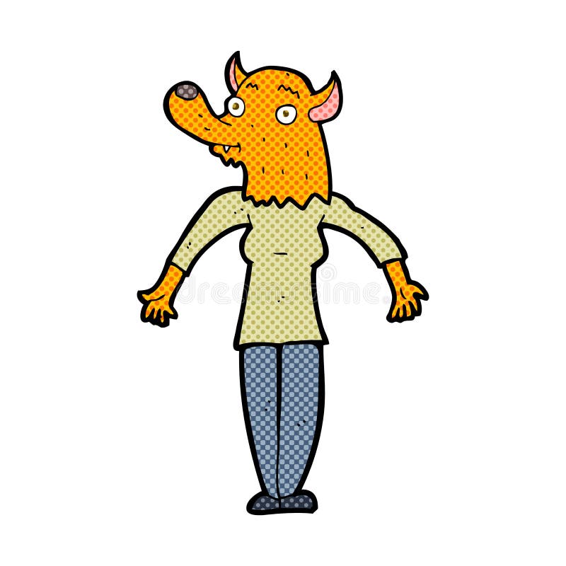 Comic cartoon fox woman stock illustration. Illustration of cartoon ...