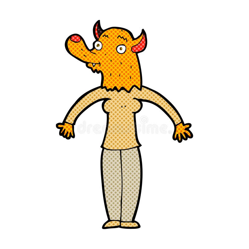 Comic Cartoon Friendly Fox Woman Stock Illustration - Illustration of ...