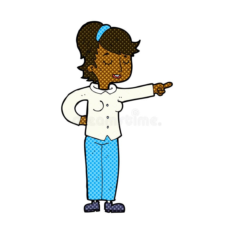 Comic Cartoon Friendly Woman Pointing Stock Illustration - Illustration ...