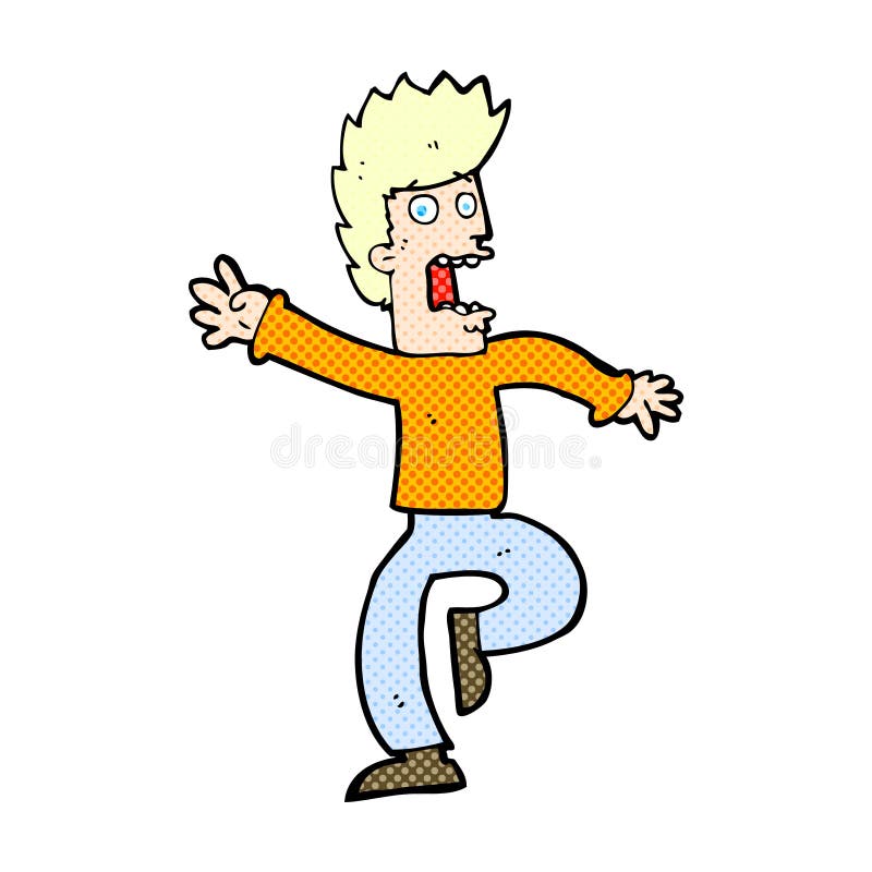 Comic Cartoon Frightened Man Stock Illustration - Illustration of silly ...