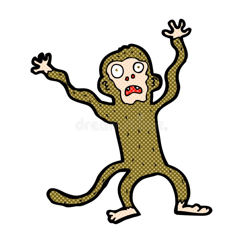 Comic Cartoon Frightened Monkey Stock Illustration - Illustration of ...
