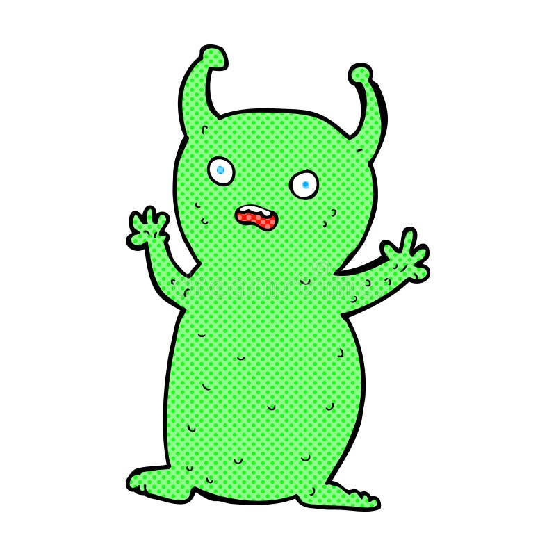 Comic Cartoon Funny Little Alien Stock Illustration - Illustration of ...