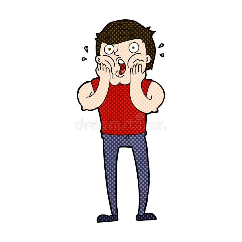 Cartoon Old Man Gasping in Surprise with Thought Bubble Stock ...