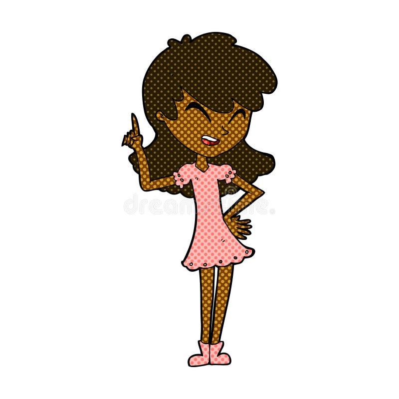 Comic Cartoon Girl Making Point Stock Illustration - Illustration of ...