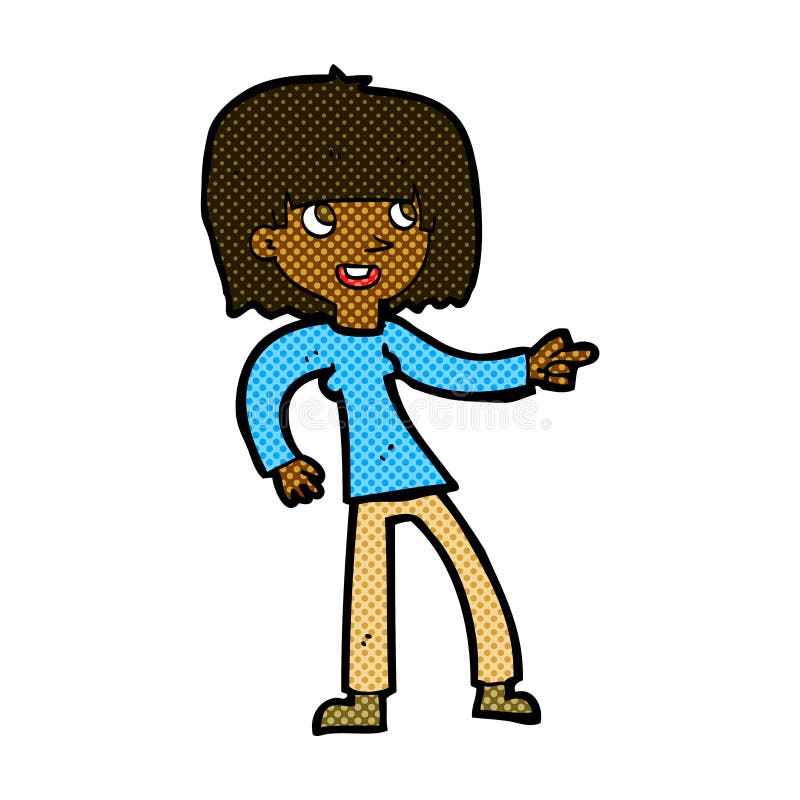 Comic Cartoon Girl Pointing Stock Illustration - Illustration of style ...