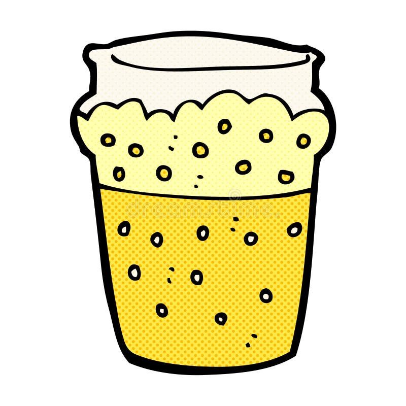 Comic Cartoon Glass of Beer Stock Illustration - Illustration of drink ...