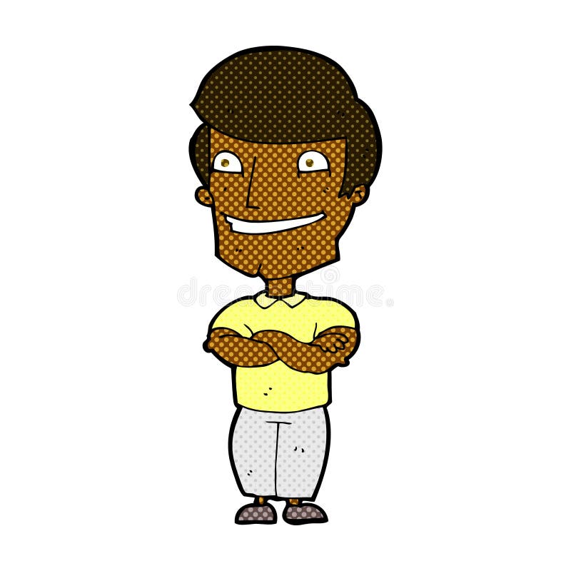 Comic cartoon grinning man stock illustration. Illustration of drawing ...