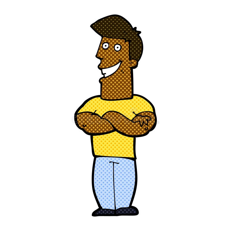 Comic cartoon grinning man stock illustration. Illustration of ...