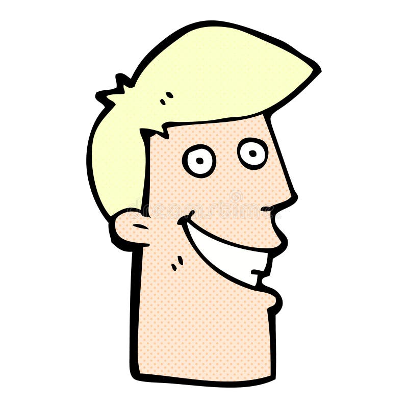 Comic cartoon grinning man stock illustration. Illustration of cheerful ...