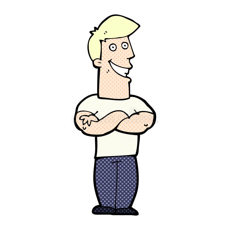 Comic cartoon grinning man stock illustration. Illustration of cute ...
