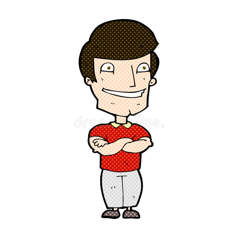 Comic cartoon grinning man stock illustration. Illustration of drawing ...