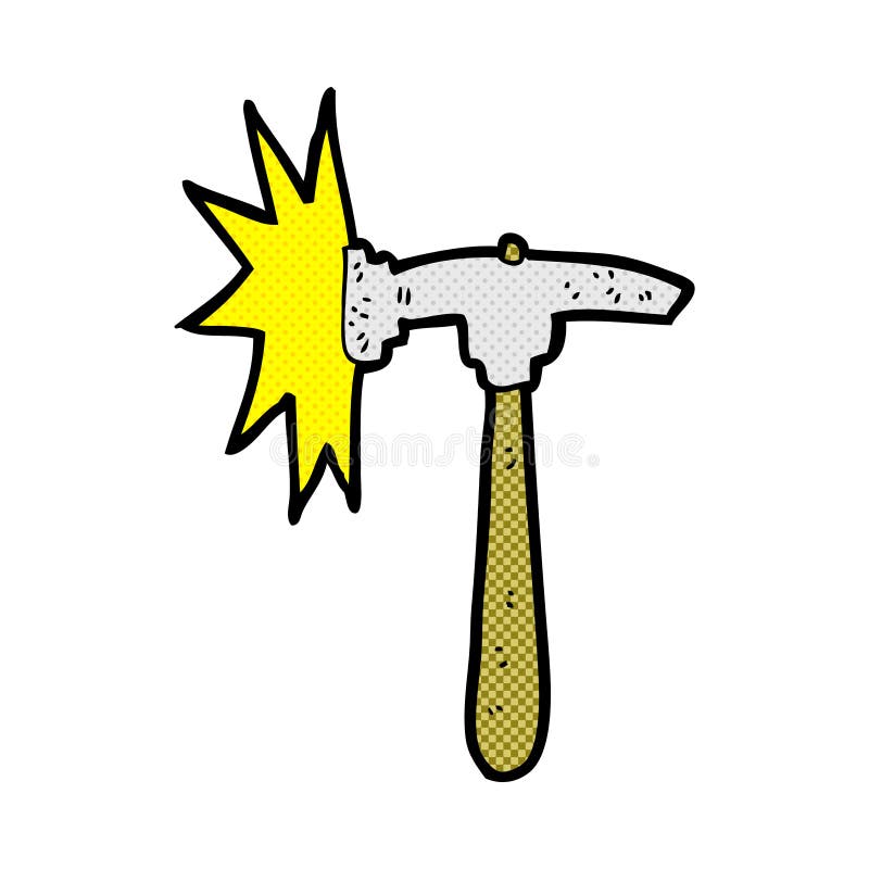 Comic cartoon hammer stock illustration. Illustration of happy - 52940572