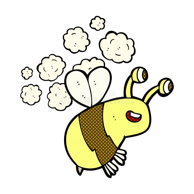 Comic cartoon happy bee stock illustration. Illustration of quirky ...
