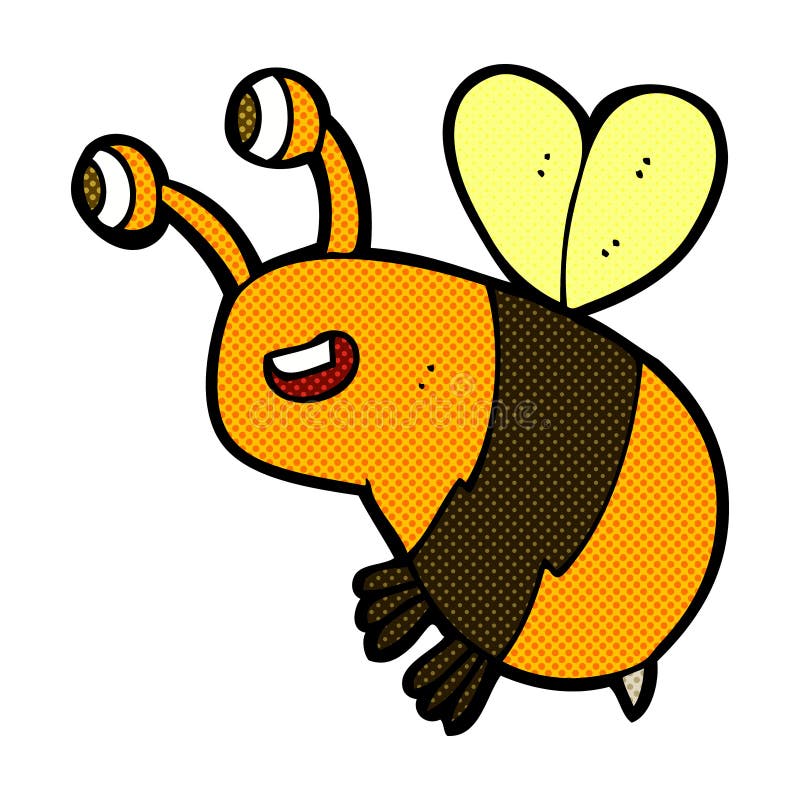 Comic cartoon happy bee stock illustration. Illustration of silly ...