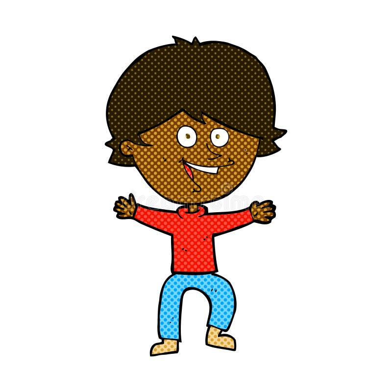 Comic Cartoon Happy Boy Laughing Stock Illustration - Illustration of ...